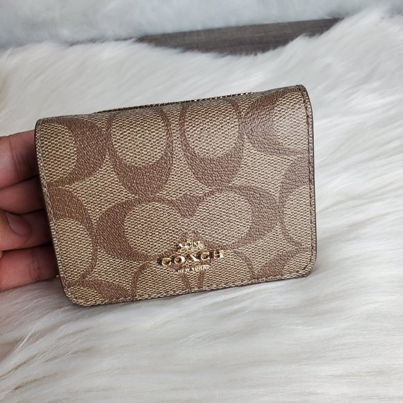 Coach | Bags | Coach Small Trifold Wallet In Signature Canvas | Poshmark
